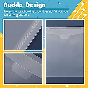 36 Pcs 12 x 12 Inch Scrapbook Paper Storage Scrapbook Paper Organizer Clear Loading Files Plastic Paper Holder with 4 Sheets Clear PVC Customizable Tabs for Holding Paper, Vinyl Paper, Photos