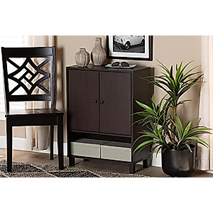 Baxton Studio Dark Brown Shoe Cabinet ATSC1613-Modi Wenge-Shoe Cabinet