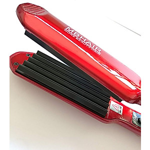 MBHAIR Ceramic Crimper Iron for Fluffy Hairstyle Curling Iron, Corrugation Crimper Hair Irons, Anti Static Ceramic Hair Crimping Iron Adjust Temperature (Red)