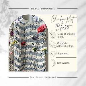 Kaffrey 50 x 60 Inches, 4.2 lb, Chunky Knit Blanket, Luxury Hand-Knitted Chenille Throw Blanket, Soft and Cozy Giant Knitted Blanket, Machine-Washable and Non-Shedding, Ocean Waves