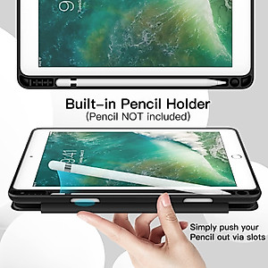 JETech Case for iPad 9.7-Inch (6th/5th Generation, 2018/2017) with Pencil Holder, Slim Tablet Cover with Soft TPU Back, Auto Wake/Sleep (Black)