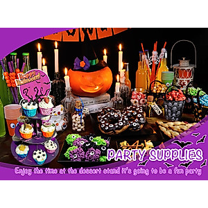 Damanse Halloween Cupcake Stand,3 Tier Cardboard Cupcake Stand Dessert Holder Tower for Halloween Decorations, Halloween Birthday Party Supplies Haunted Decor for Kids (Halloween)