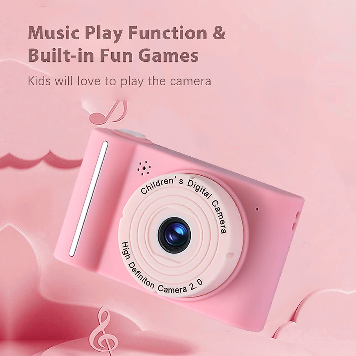 Camnoon 1080P Mini Kids Digital Camera Digital for Kids Dual Lens 2.0 Inch IPS Screen Built-in Battery Cute Photo Frames Interesting Games with Neck Strap Birthday for Boys Girls