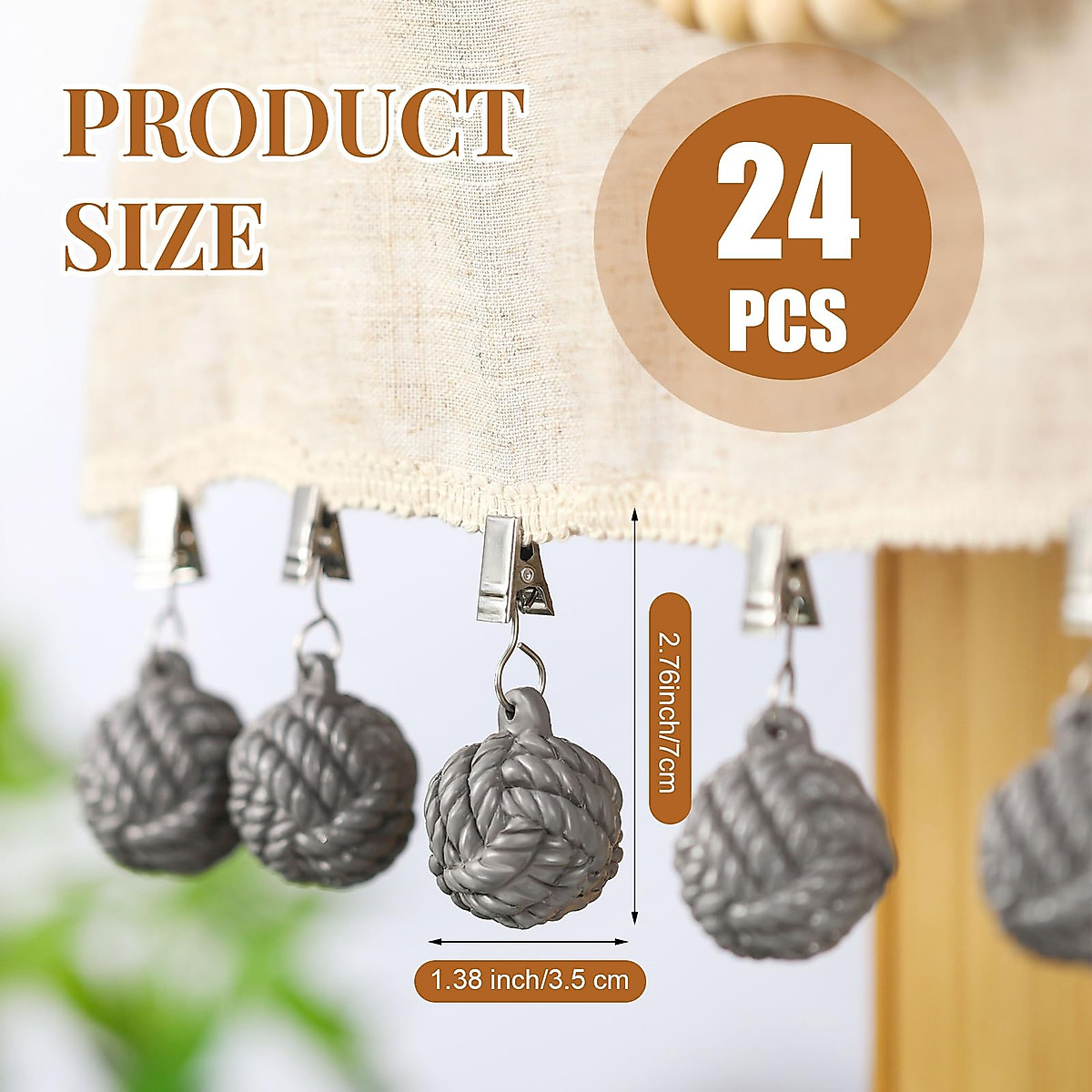 Tioncy 24 Pcs Outdoor Curtain Weights Table Cloth Weights Heavyweight Weights Ball Resin Cast Iron Cloth Holder Clip Furniture Pendant for Home Garden Wedding Party Camping Picnic (Gray)
