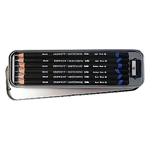 Derwent Watersoluble Sketching Pencils, Metal Tin, 6 Count (0700837)