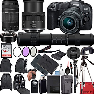 Canon EOS R8 Mirrorless Camera with 24-50mm, EF 75-300mm & 420-800mm Lenses + Mount Adapter + 20 Essential Accessories for Content Creators