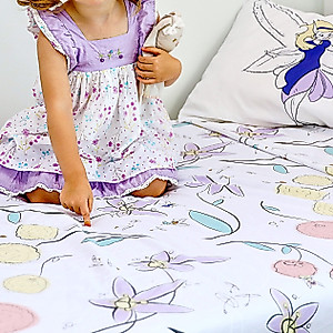 JumpOff Jo - 3-Piece Kids Twin Bed Sheet Set - Super Soft Durable Hypoallergenic, Breathable, Microfiber Polyester - Themed Bedding for Toddler Beds & Twin Beds - Fairy Blossom