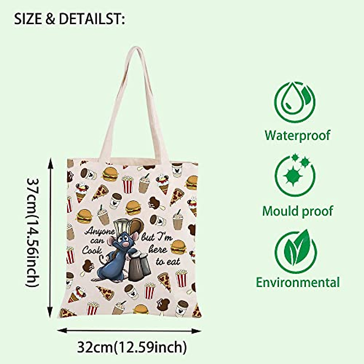 FOTAP Remy Quote Gift Anyone Can Cook Quote Makeup Bag Ratatouille Gift Remy Inspired Zipper Pouch Mouse Chef Cosmetic Bag (anyone cook Tote)