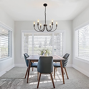 Rviezza 6-Light Farmhouse Chandelier, Black Chandeliers for Dining Room Lighting Fixtures Hanging, Classic Candle Ceiling Modern Chandeliers for Living Room, Foyer, Kitchen Island