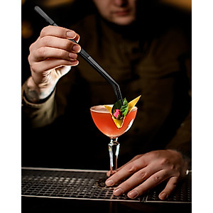 Fine Cooking Tweezers Set, Professional Stainless Steel Food Tongs, Kitchen Black Long Chef Tweezer for Cooking, Plating, Decorating and BBQ (BLACK, 10 inch)