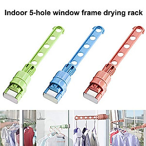 Maserfaliw Clothes Hanger Portable Indoor Balcony 5 Hole Clothes Hanging Drying Rack Window Frame Hanger Pink