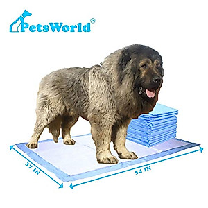 PETSWORLD Enormous Dog Training/Potty Pads (37x54 inch), XXXL Enormous, Tear Resistant, Extremely Strong Leak-Proof Backing