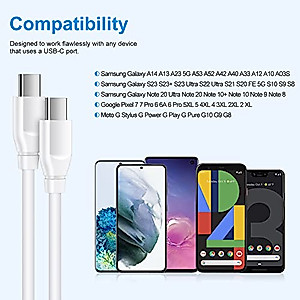 Samsung Charger Fast Charging Cable for Galaxy S24 A54 S23 S22 Ultra A14 A23 A34 A24 5G A13 A12 A53 A51 A03S S21 S20 FE 5G S10 S9,60W USB C to USB C Cable Fast Charger Cord for Pixel 8 7 6 Pro 6A 5A