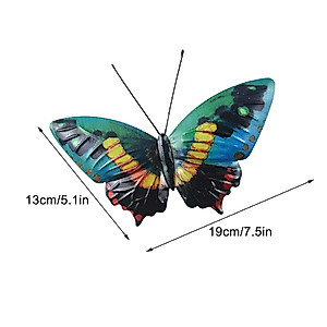CALIDAKA 5 PCS Metal Butterfly Wall Art Decor 3D Butterfly Hanging Wall Butterfly Colourful Garden Inspirational Wall Sculptures Home Craft for Bedroom Living Room Bedroom Office(Random Color)