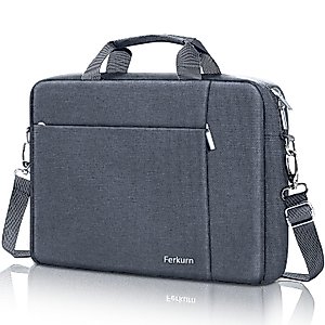 Ferkurn Laptop Bag Case for Women Men Computer Bag Compatible with HP Envy Pavilion Omen/LG Gram/MSI/Dell Inspiron XPS/Lenovo/Acer, Shoulder Strap Carrying Messenger Briefcase, Grey, 14 Inch