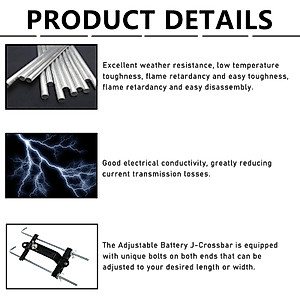 Kewucn Adjustable Battery Hold Down, Car Battery Tie Down Holder Kit, Universal Battery Crossbar with Stainless J Bolt, Automobile Battery Fixing Accessories for Cars, SUV, RV (11 inch bolts)