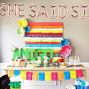 Mexican Fiesta Bachelorette Party Decorations Rose Gold She Said Si Balloons She Said Yes/Avocado/Taco/Fiesta/Cinco De Mayo Themed Mexican Engagement Wedding Bridal Shower Party Supplies Decorations