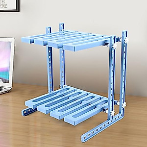 GXFCHYL Kitchen 2 Tier Storage Rack Under Sink Shelf, Blue Cooker Pot Pan Cabinet Holder