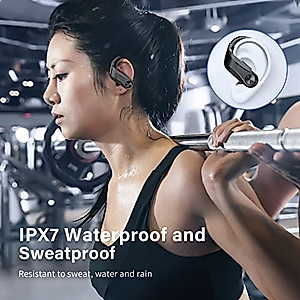 Ear Hook Bluetooth Headphones,Over Ear Earbuds for Sport, 96Hrs Playtime Sport Headphones with Charging Case and LED Digital Display Built in Mic IPX7 Waterproof Headphones, Bass Sound (Small-sport)