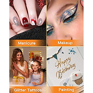 Lictin Glitter Tattoo Set - 24pcs Cosmetic Glitter Tattoo Set Tattoo Stencils Glitter Tattoos Temporary Tattoo Template Set with 117 Stencils, 2 Glue, 5 Brushes