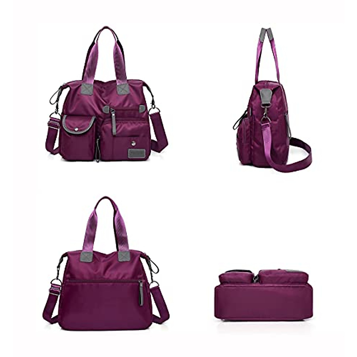 YAQUNICER Women Soft Casual Nylon Tote Satchel Diagonal Crossbody Shoulder Messenger Handbags Clutches-Blue