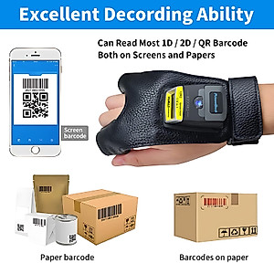 Posunitech Glove Barcode Scanner 2D GS02 Wearable Zebra SE4107 Reader IP65 Touch Scanning NFC Support Multi-Language for Warehouse, Management System,