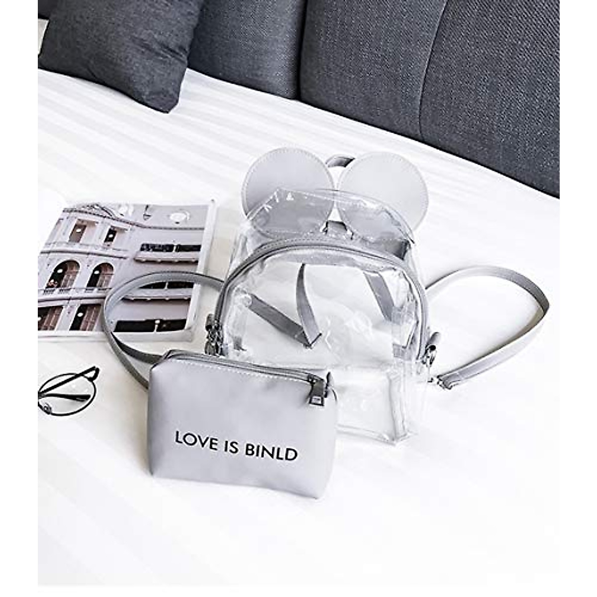 MOSSTYUS Clear Casual Daypack Transparent Crossbody Shoulder Daypack Cosmetic Bag