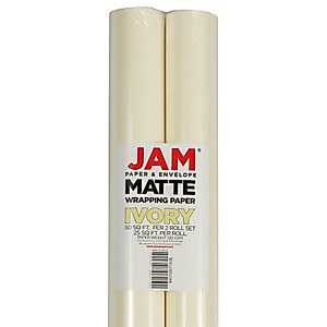 JAM Paper Gift Wrap - Matte Wrapping Paper - 50 Sq Ft Total (30 in x 10 Ft Each) - Matte Ivory - 2 Rolls/Pack