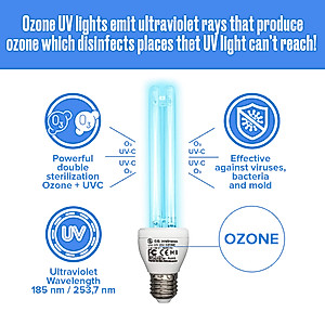 Ultraviolet Ozone Germicidal Light Bulb with a Magnetic Mount Base 185/254nm UV light