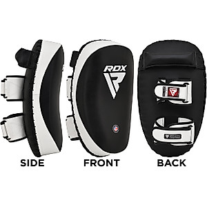 RDX Thai Pads for Kickboxing Muay Thai with Solid Handle Grip, Maya Hide Leather Curved Strike Shield for Boxing MMA Taekwondo Martial Arts, Training Combat Sports Knees Elbows Kicks Punches