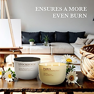 Hidden Label Vanilla Cream Candles for Home Scented, Large 3 Wick Scented Natural Soy Candles, Soy Candle with Wood Lid,Relaxing Aromatherapy Scented Candle,16oz