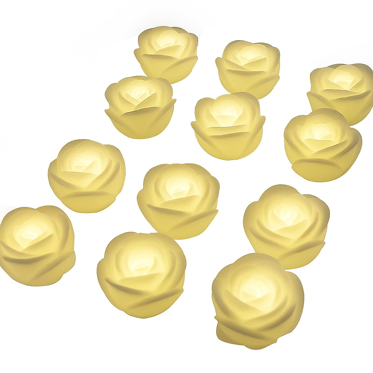 ARDUX Pack of 12 LED Floating Candles - Flameless Floating Rose Tea Lights Waterproof Flower Wax Candles Battery-Powered for Wedding Centerpieces Pool Party Decoration