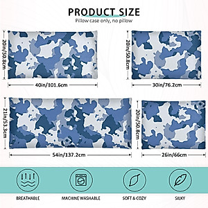 Blue Camo Pillow Cases King Size Soft Cozy Pillowcase with Zipper Skin-Friendly Velvet Pillow Covers for Bedroom Sofa Couch Home Decoration
