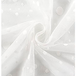 HIGHSEASON White Raindrops Style Sheer Curtains 84 inches Long,Grommet Draperies for Living Room/Bedroom(White,Set of 2,52 x 84 Inch Length)