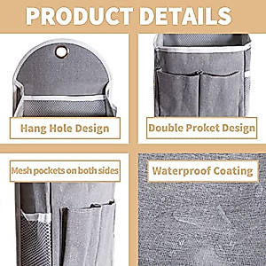 AIVIIN 2 Pcs Fabric Wall Hanging Storage Caddy Bag，Over The Door Closet Organizer for Bathroom Bedroom Kitchen Dorm Room Essentials Rv Storage and Organization Bed Side Storage(Grey)