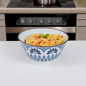 Creekview Home Emporium Ceramic Bowl Set - 5pc Blue and White 10oz Glass Small Serving Bowls for Eating or Decoration