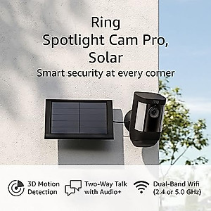 Ring Spotlight Cam Pro, Solar | 3D Motion Detection, Two-Way Talk with Audio+, and Dual-Band Wifi (2022 release) - Black
