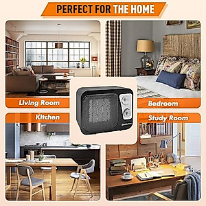 Comfort Zone Electric Retro Design Ceramic Space Heater, Adjustable Thermostat, 2 Heat Settings, Overheat Protection, Safety Tip-Over Switch, Portable for Home, Bedroom & Office Use, 1,500W, CZ470BKB