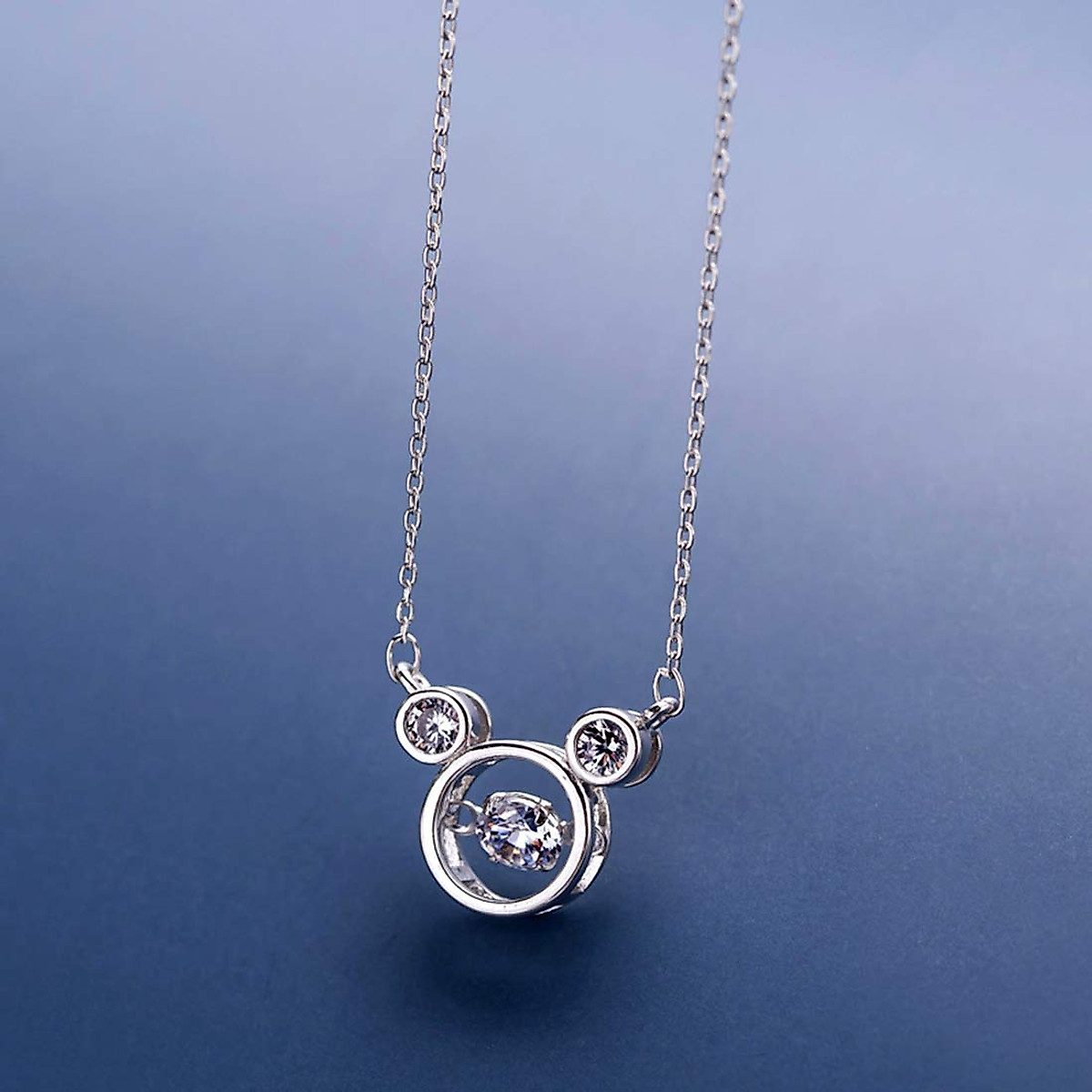 SLUYNZ 925 Sterling Silver Sparkling CZ Mouse Pendant Necklace for Women Teens Lovely Mouse Necklace Birthday Gifts