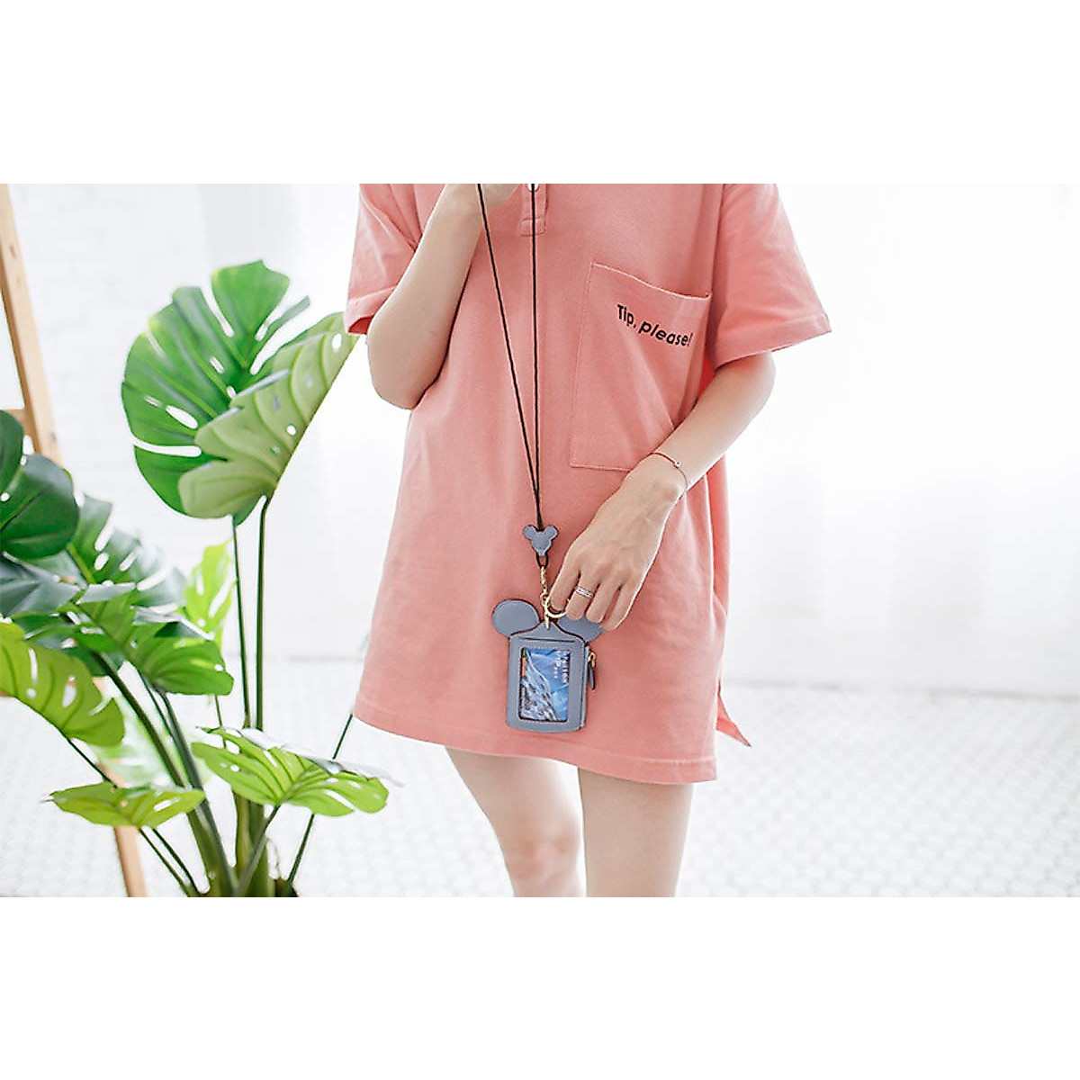 Cute Neck Pouch, DIIZBEE ID Card Holder Coin Wallet Small Travel Documents Bag, Fashion Animal Shape Purse With Lanyard for Student Women Kids Girl (Blue 1pc)