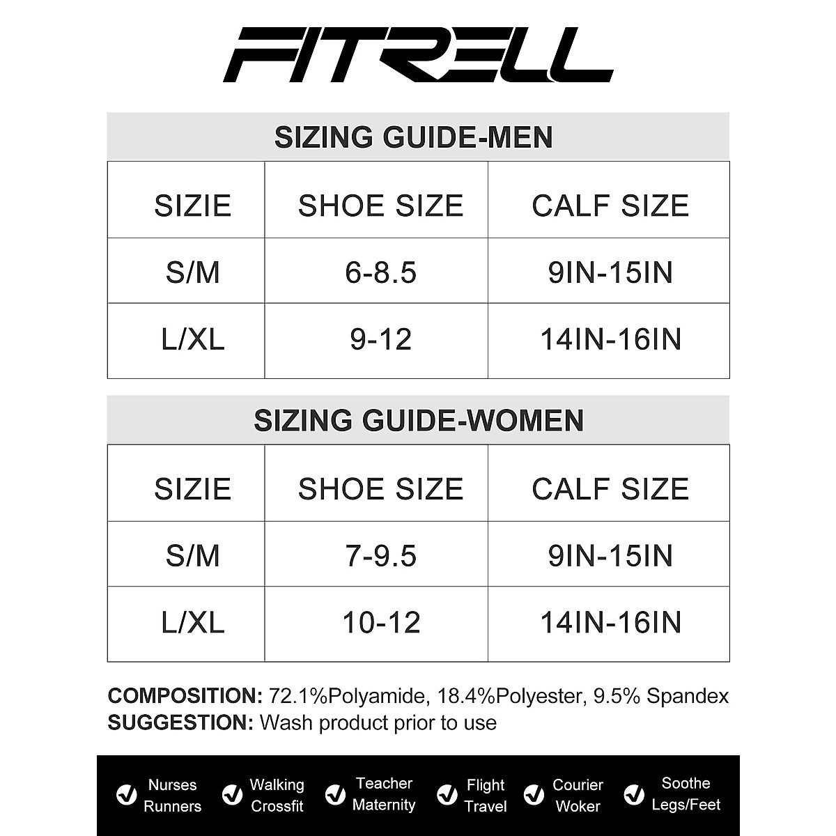 FITRELL 3 Pairs Compression Socks for Women and Men 15-20mmHg-Muscle Circulation Support Socks for Travel, Nurse, Knee High Socks, Pink+Purple+Blue L/XL