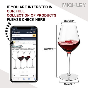 MICHLEY Unbreakable Two Designs Red Wine Glasses 18 oz & 15 oz with Long Stem, Tritan Plastic Clear Glassware Dishwasher Safe, Set of 8
