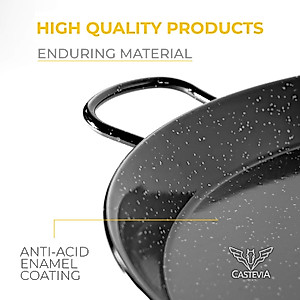 Castevia 16.5-Inch Enameled Steel Paella Pan, 42cm / 10 servings