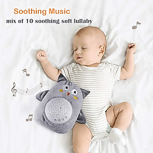 Baby Sleep Soother, Soothing Sound Machine Soft Owl Style with Projector＆Light Music, Sleep Toys Gift for Newborn Baby, Woodland Baby Shower for 0+ Boys or Girls