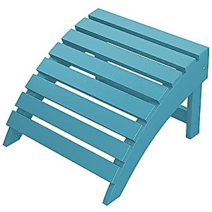 SERWALL Folding Adirondack Ottoman, Weather Resistant Adirondack Footrest Without Assembly, Cyan Blue