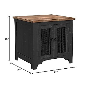 Signature Design by Ashley Valebeck Farmhouse Rectangular End Table with Storage, Distressed Brown & Black Finish