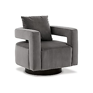Signature Design by Ashley Alcoma Swivel Accent Chair, Fabric, Gray
