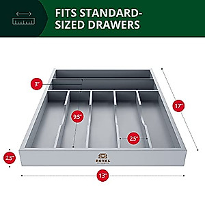ROYAL CRAFT WOOD Gray Basic Silverware Drawer Organizer and Expandable Utensil Drawer Organizer