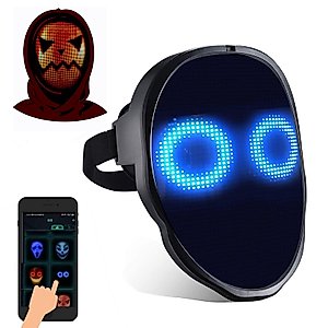 LED Mask-APP Programmable Control Glowing, RGB Full Color Light Up Mask, for Kids Men Women Halloween Costume Cosplay Party Gift (USBC Rechargable)