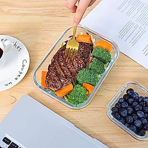 Moretoes Glass Food Storage Containers with Lids, 9pcs, Meal Prep, Glass, Airtight, Leakproof Containers Set, Safe Home Container